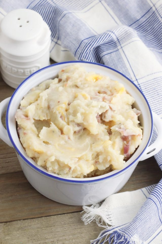 Slow Cooker Loaded Mashed Potatoes - Just is a Four Letter Word