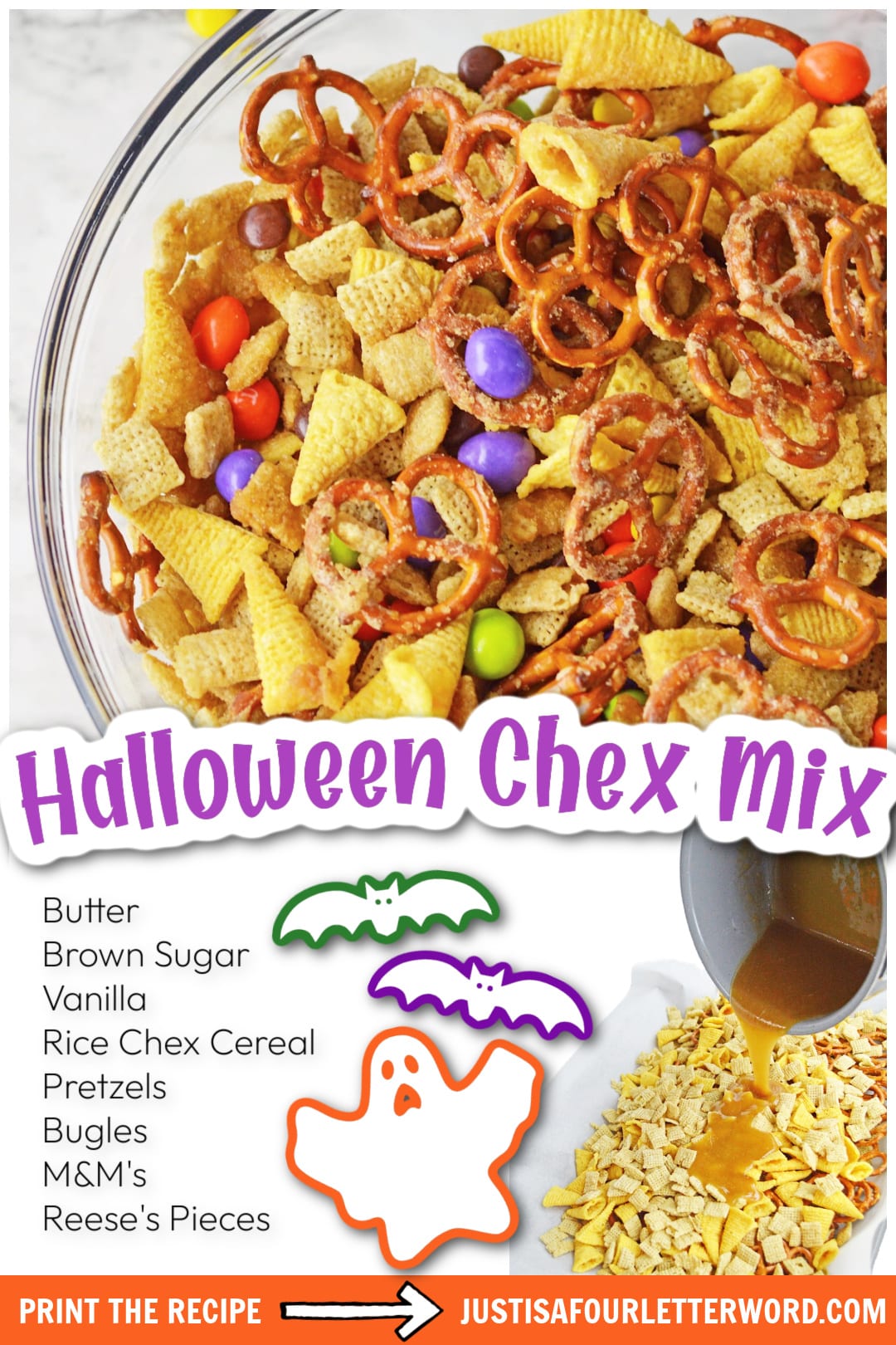 Buttered Halloween Chex Mix - Just is a Four Letter Word