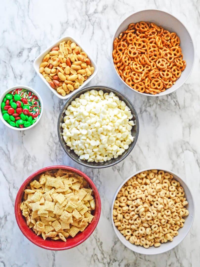 White Chocolate Christmas Snack Mix - Just is a Four Letter Word