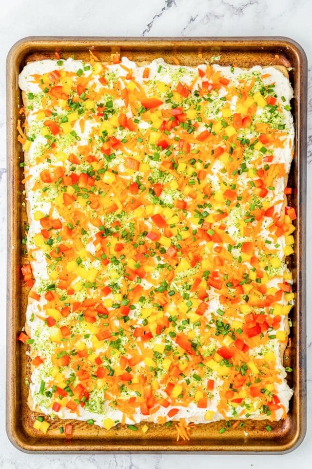 Crescent Roll Cream Cheese Veggie Bars - Just is a Four Letter Word